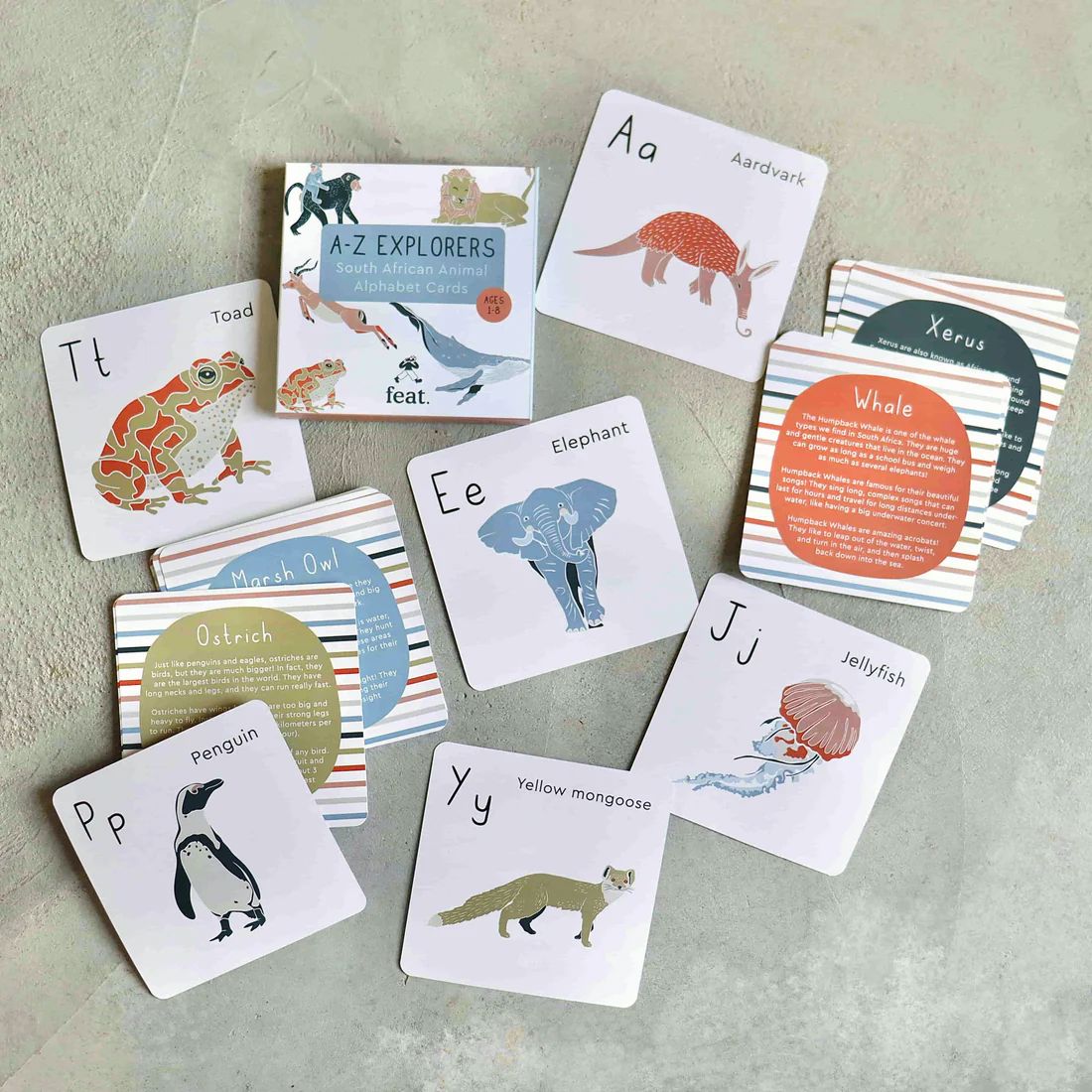 SA Animal A-Z Alphabet Cards | Ages 1-8 | FEAT. | Made by Artisans